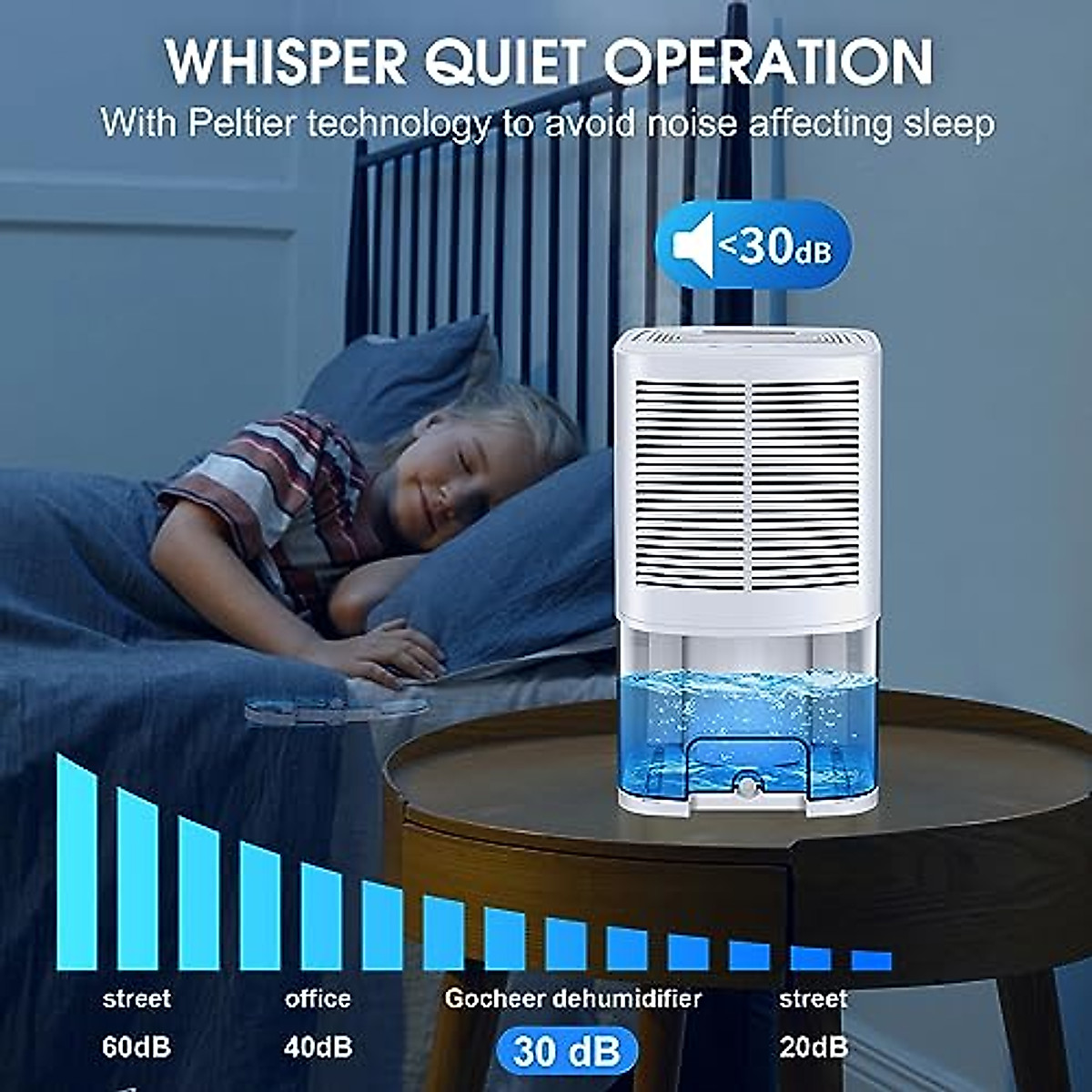 Gocheer Upgrated Dehumidifier for Basement Home, Small Portable Dehumidifiers for Room Home with Drain Hose, 68oz (2000ML) 8000 Cubic Feet 800 Sq.ft, Quiet Dehumidifiers for Bathroom RV Bedroom Closet Kitchen