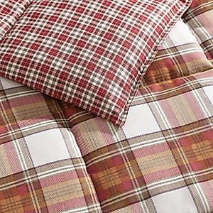 Eddie Bauer - King Duvet Cover Set, Reversible Cotton Bedding with Matching Shams, Stylish Home Decor for All Seasons (Edgewood Red, King)