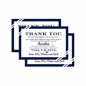 Paper Clever Party Nautical Baby Shower Thank You Postcards (15 Pack) Ahoy Boys Notecards Only - Eco-friendly – Postal Note with Message from Newborn – Anchor Navy and Grey – Printed Size 4x6
