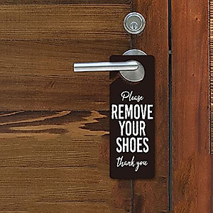 Funny Please Remove Your Shoes Door Hanger Sign, 2 Pack(Double Sided) Please Do Not Disturb, Funny Office Decoration, Ideal for Offices, Spa Treatment, Hotels or During Therapy, Counseling Sessions