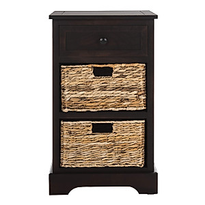 SAFAVIEH Home Collection Carrie Brown/ Natural Wicker 3-Drawer Storage Nightstand Side Table (Fully Assembled)