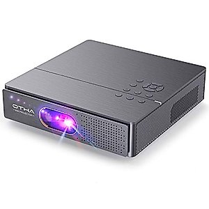 Mini Projector,400 ANSI Lumen,1080P HD Video DLP Portable Projector with Android , Wi-Fi, Wireless and Wired Screen Sharing.Dual 3W Speaker,Max to 300 Inch Picture,No Built-in Battery