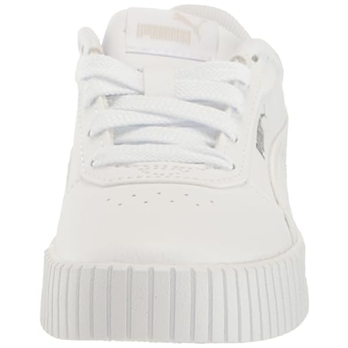 PUMA Carina Sneaker, White White Silver, 3 US Unisex Little Kid
