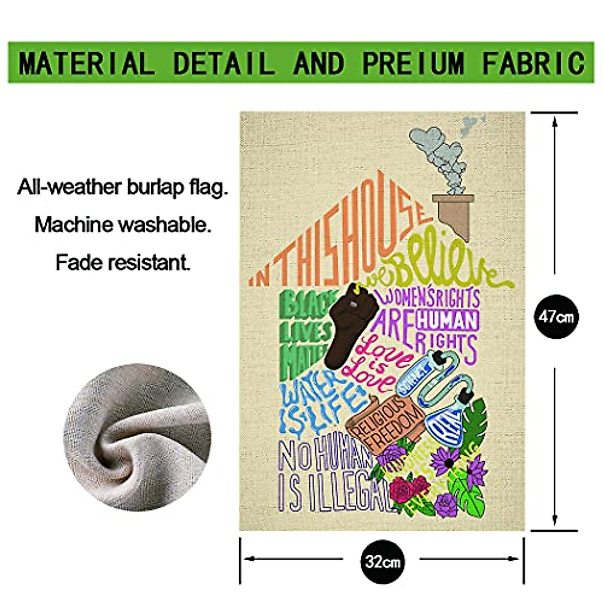 chengxun Kindness Is Everything Garden Flag In This House, Family Quote, Black Lives Matter and Water Is Life Flag Double Sided 12.5*18 Inch Yard Flag Outdoor Decor