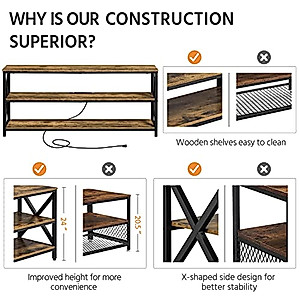 Yaheetech TV Stand for TV up to 65 inch, Media Entertainment Center with Power Outlets & 3 Tier Storage Shelves, 55 Inches TV Console Table for Living Room, Bedroom, Rustic Brown