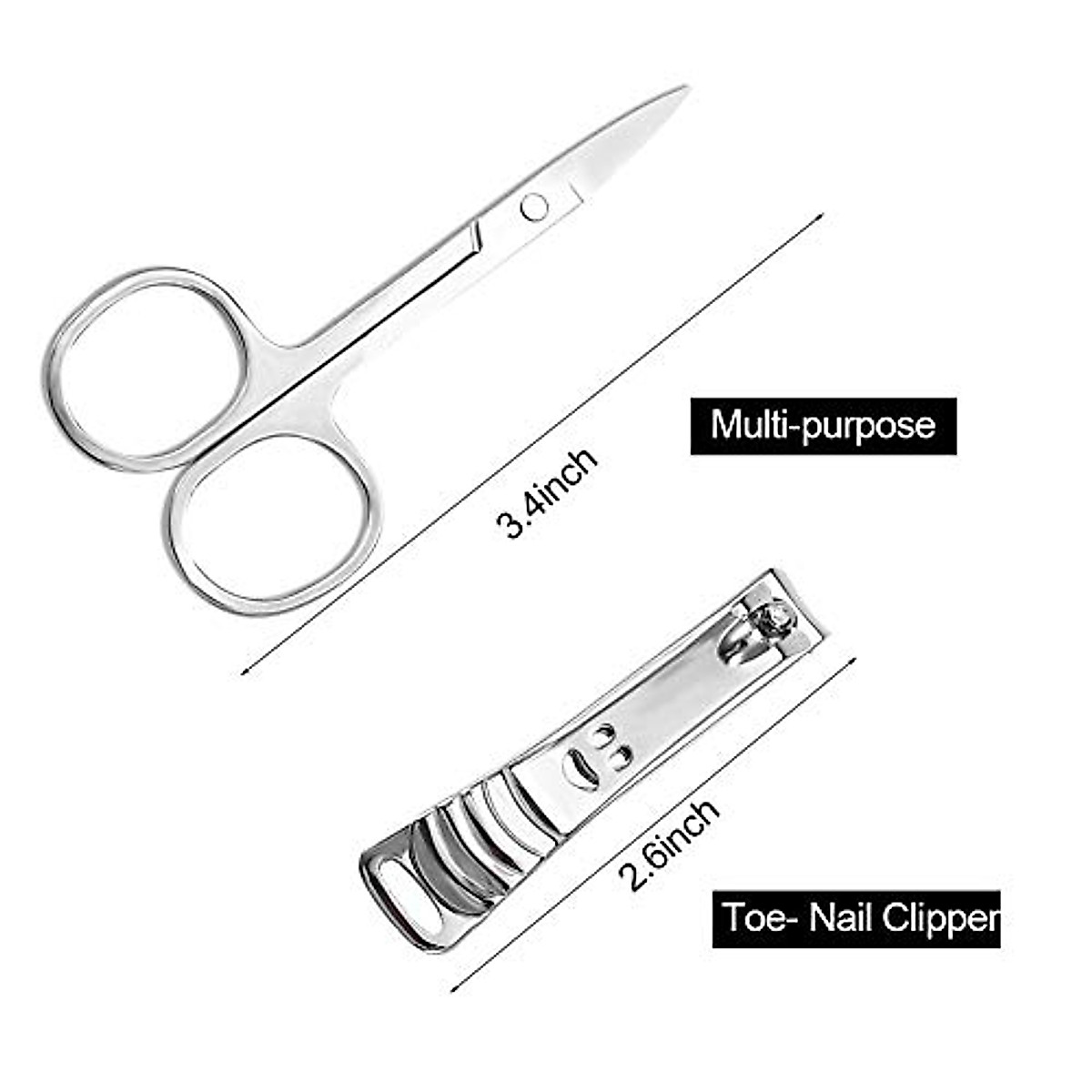 Manicure Set Nail Clippers Pedicure Kit, 10pcs Stainless Steel Toenail Foot Clippers Fingernails Grooming Kits Includes Cuticle Remover with Portable Travel Case