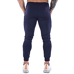 GANSANRO Mens Joggers Sweatpants Slim Fit Mens Athletic Jogger Pants, Sweatpants for Men with Zipper Pockets Navy Blue