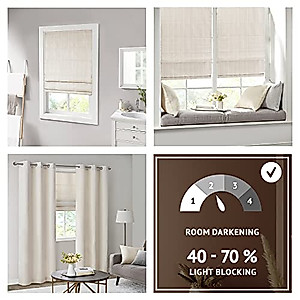 Madison Park Galen Cordless Roman Shades - Fabric Privacy Single Panel Darkening, Energy Efficient, Thermal Insulated Window Blind Treatment, for Bedroom, Living Room Decor, 31" x 64", Ivory
