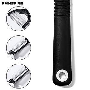 Rainspire 3-Piece Peeler Set, Premium Swivel Vegetable Peeler, Kitchen Gadgets Apple Peeler Potato Peeler Veggie Peeler Fruit Peeler, Dishwasher Safe Kitchen Accessories, Black