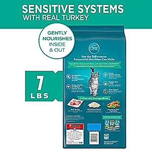 Purina ONE Sensitive Stomach, Sensitive Skin, Natural Dry Cat Food, +Plus Sensitive Skin and Stomach Formula - 7 lb. Bag