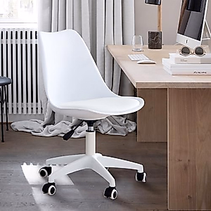 Yone jx je Office Chair, Ergonomic Office Chair, Modern Height Adjustable Swivel Chair, armless Rotating Computer Chair, with Wheels, Transparent Chair (White)