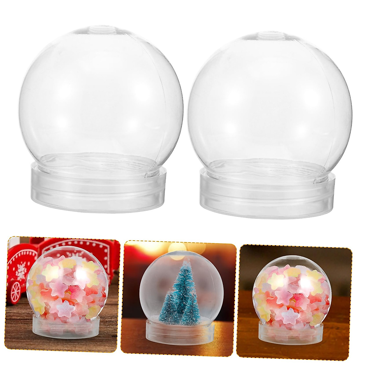 Plastic Snow Globe 10pcs DIY Snow Globe Water Globe Clear Plastic Ball with Screw Off Cap Fillable Water Globe Cookies Candy Jar for DIY Crafts Christmas Home Decoration