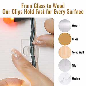 Lycklig Adhesive Hooks, 35-Clips, Adhesive Strips with Strong Self-Adhesive,UV-Resistant Adhesive Hooks and Damage-Free Christmas Light Clips, Strips Hooks for Indoor Outdoor String Lights