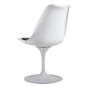 Gecheer Swivel Tulip Side Chair for Kitchen and Dining Room Bar with Cushioned Seat and Curved Backrest, White and Black