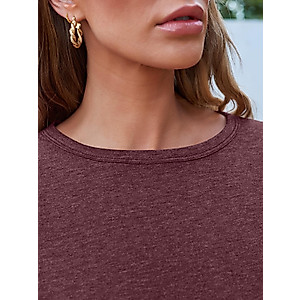 AUTOMET Wine Red Long Sleeve Shirts for Women T Shirt 2024 Casual Dressy Cotton Tshirt Basic Tops Ladies Fitted, Small