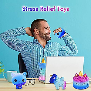 ZYZZYZY Galaxy Unicorn Squishies Toy Set - Starry Squishys Cat, Unicorn Cake, Unicorn Horse, Unicorn Rabbit, Panda Kawaii Slow Rising Squishy Toys for Kids Adults Stress Relief Toy(5 Packs)