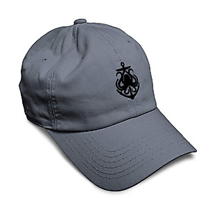 Soft Baseball Cap Black Nautical Octopus Anchor Embroidery Symbols Sailor Twill Cotton Seaman Dad Hats for Men & Women Dark Grey Design Only