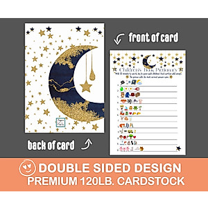 Twinkle Little Star Baby Shower Game Cards, 25 Guest Pack, Guess the Pictogram Childrens Storybook Activity Cards, Celestial Favors, Ideas, Planning, Fun Guessing Activities Play for Prizes