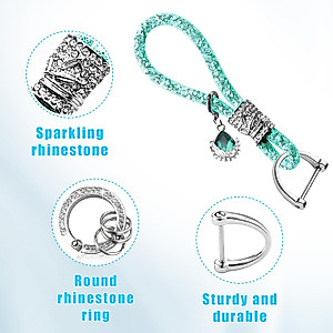 Ziciner Bling Crystal Car KeyChains for Women & Girls, Car Key Chain Glitter Key Ring, Universal Bling Key Chain Accessories (Green)