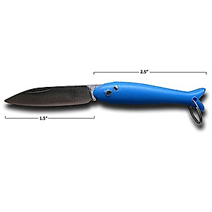 Glittering Bazaar Fish Smallest Mini Micro Handmade Key ring Pocket Folding Folder Knife, Stainless Steel, Multi Purpose Portable, Tiny Blade (Blue)