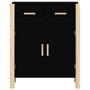 loibinfen Modern Sideboard with 2 Drawers and 2 Compartments, Buffet Sideboard Storage Cabinet Console Table Kitchen Dining Room Furniture Organizer, Entryway Cupboard, 24.4"x15"x29.5" Black -AA