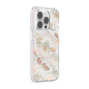 Kate Spade New York Defensive Hardshell Case Compatible with MagSafe for Apple iPhone 14 Pro - Gold Floral [KSIPH-239-GFL]