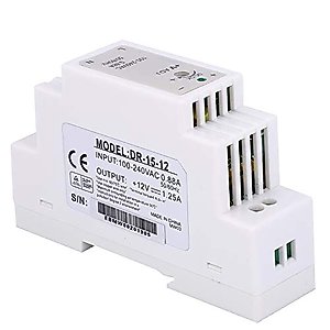 15W 12V 1.25A DIN Rail Power Supply Switching Power Supply with Modulation Method, Stable Output, Low Noise for Control Cabinet, Industrial Control Equipment (DR-15-12)