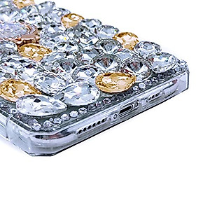 Losin Perfume Bottle Case Compatible with iPhone 12 Pro Max 6.7 inch Case Luxury Bling Diamond Gemstone Perfume Bottle 3D Bling Rhinestones Ring Holder Stand Bracket Soft TPU Case