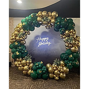 DNBOD Green and Gold Balloon Garland Kit, 132pcs Dark Green Balloon, Metallic Gold Balloon and Gold 4D Foil Mylar Balloon for Adult Birthday Bridal Shower Wedding Jungle Theme Party Decoration
