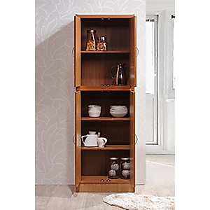 Hodedah 4 Door Kitchen Pantry with Four Shelves, Cherry