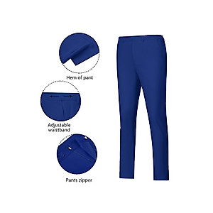 Wehilion Men's Suits 2 Pieces, Navy Blue Vest Pants Set for Men V-Neck Slim Fit Casual Waistcoat Suit nv-xs