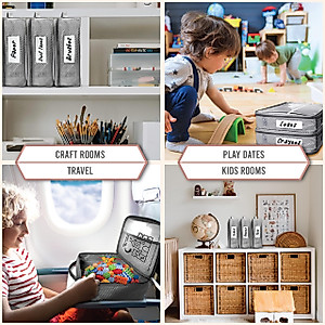 IAMRU Toy Storage Bag, On the Go Toy Storage Organizer, Car Toy Organization Bags, Lego Travel Bag, Activity Bags for kids, Traveling Carrying Case, Storage Organizer (Large 4 pc Grey Bags)