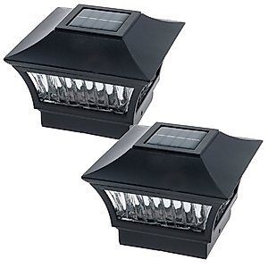 GreenLighting - Solar Post Lights - Solar Lights Outdoor Garden - Solar Fence Post Lights - Solar LED Post Cap Light for 4X4 Wood, 5X5 PVC - (Sleek, 4 Pack, Black Aluminum)