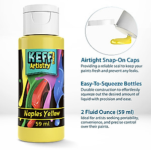 KEFF Acrylic Paint Set - 30 Color Bottles 2oz 59ml Art Supplies for Craft, Canvas, Wood, Clay, Rock, Outdoor, Pour Paints - Non Toxic Painting Kit for Adults