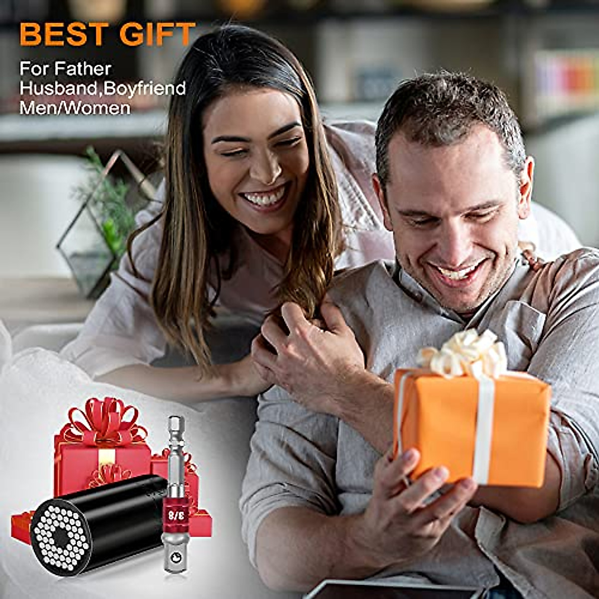 KIWOEN Universal Socket Tools Gifts for Men, Socket Set Grip (7-19mm) Multi-Function Power Drill Adapter,Christmas Gifts Cool Stuff Gadgets for Dad/Father,Boyfriend,Husband,DIY Handyman,Him,Wome