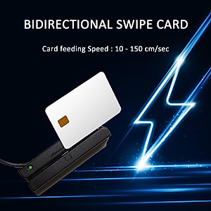 WODEMAX USB Bi-Directional Manual Credit Card Readers,Support Computer，Magstripe Reader，Supprort with Windows, Linux, Mac os,3 Tracks Credit Card Reader