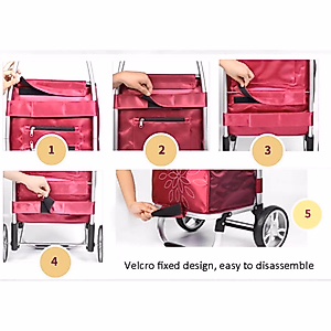 Shopping Trolley,Foldable Shopping Cart 6 Wheels Climbing Trolly/Aluminum Alloy/Waterproof Shopping Bag/Collapsible Push Pull Carts 55L (Size : 6 Wheels)