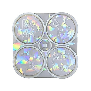 Holographic Coaster Silicone Mold Coffee Tea Tray Cup Mat Epoxy Resin Casting Mould DIY Office Home Decors