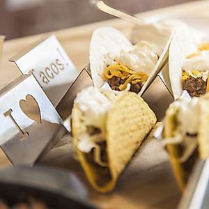 KITCHENATICS Stainless Steel Taco Holder Taco Stand - Metal Taco Tray Holders For Serving Tacos, Taco Plates, Taco Shell Mold - Grill, Oven &amp; Dishwasher Safe Taco Holder Stand - Taco Holders Set of 4