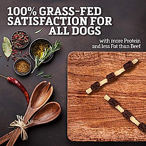 Buffalo Range Rawhide Dog Treats | Healthy, Grass-Fed Buffalo Jerky Raw Hide Chews | Hickory Smoked Flavor | Jerky Kabob, 18 Count