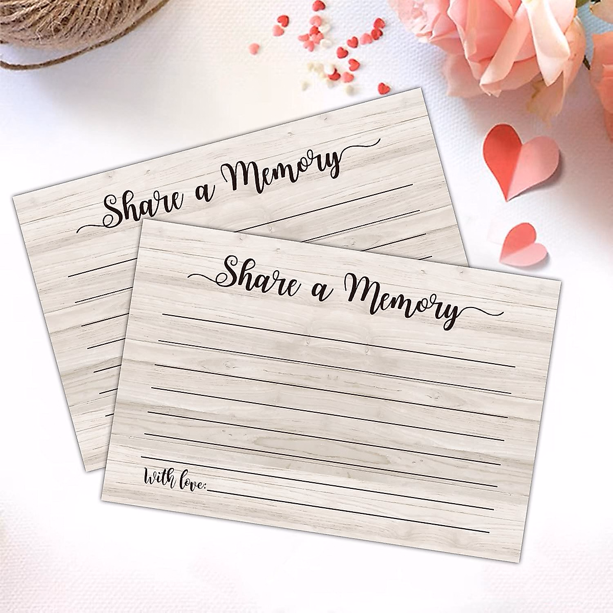 Share a Memory Cards, 50 Cards, Memory Card for Celebration of Life, Graduation, Wedding, Retirement, Going Away Party, 4 x 6 inch, Wood grain