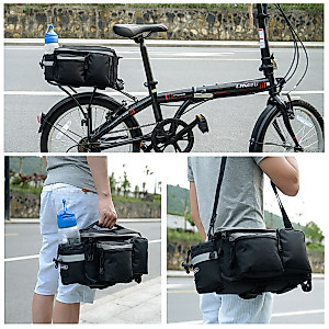 Roswheel 14024 Convertible Bike Bicycle Rear Rack Seat Pannier Trunk Bag with Cup Holder