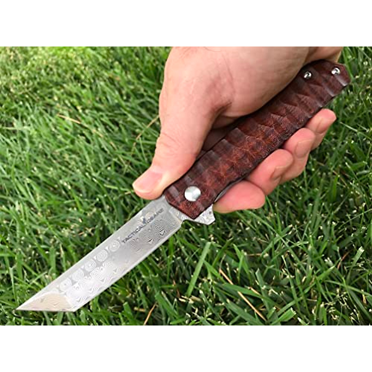 TACTICAL GEARZ Damascus Pocket Folding Knife! Rosewood Handle, Damascus Blade w/67 Layers & a VG10 Core! (Rogue XT)