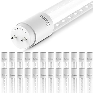 Sunco Lighting - 24 Pack T8 LED 4FT Tube Light Bulbs Ballast Bypass Fluorescent Replacement, 5000K Daylight, 15W, Clear Cover, Retrofit, Single Ended Power (SEP), Commercial Grade UL