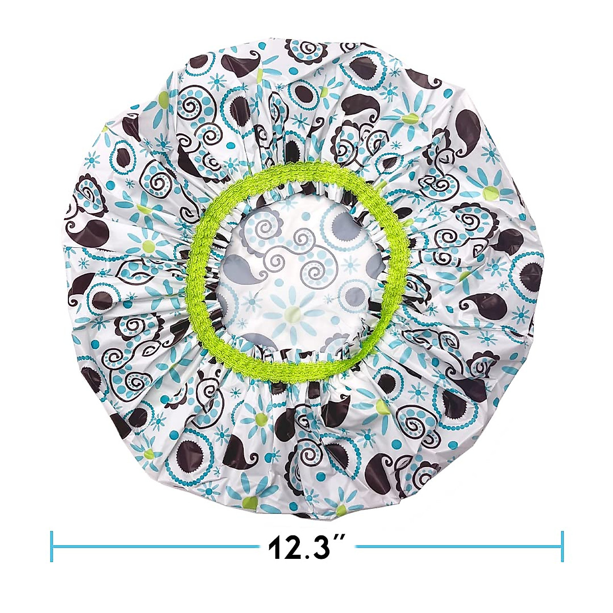 Reusable Vinyl Shower Cap & Bath Cap, Frosted PEVA Elastic Stretch Hem. Waterproof Stretchy Hair Cap for all Hair Lengths - Hipster Hippie Chick For Women