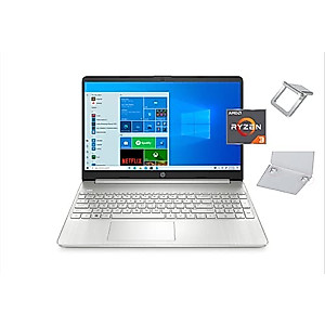 HP 15.6" Diagonal FHD Premium Laptop | AMD Ryzen 3 3250U | HDMI | Windows 10 in S Mode | Silver (4GB RAM | 128GBSSD |Laptop Stand)