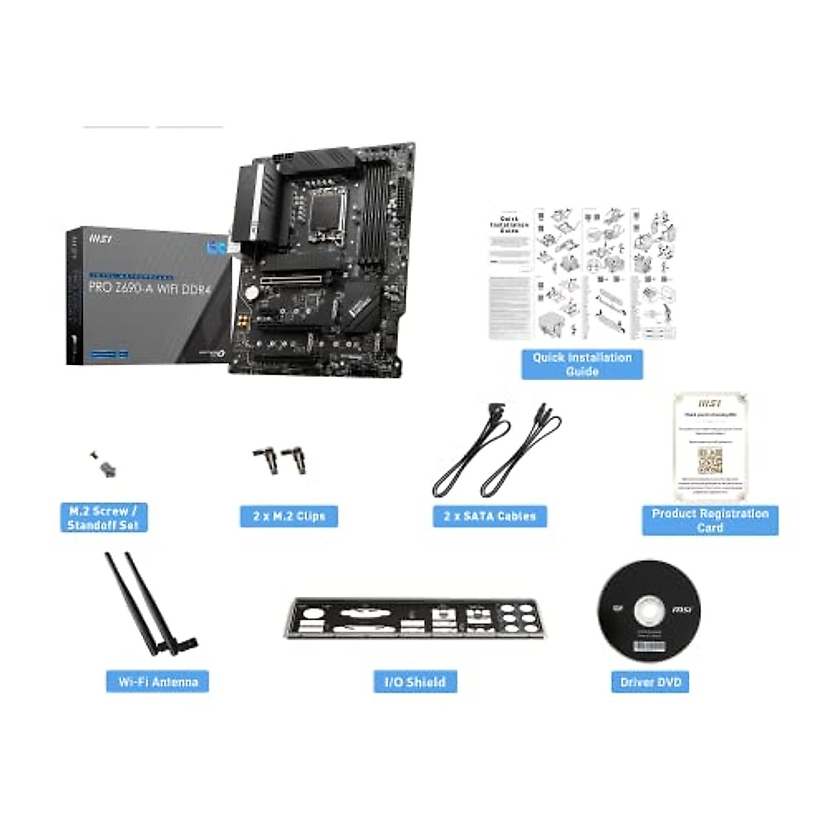 MSI PRO Z690-A WiFi DDR4 ProSeries Motherboard (ATX, 12th Gen Intel Core, LGA 1700 Socket, DDR4, PCIe 4, CFX, M.2 Slots, Wi-Fi 6E)