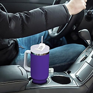 Emelivor Dark Purple 40 oz Tumbler with Lid and Straw Insulated Tumblers with Handle Leak Proof Travel Coffee Mug Water Cup Bottles for Hot and Iced Cold Drinks