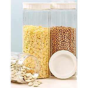 Lawei 4 Pack Clear Plastic Jars with Lids - 50 Oz Tall Clear Empty Plastic Jars Plastic Food Storage Jars for Food & Home Storage