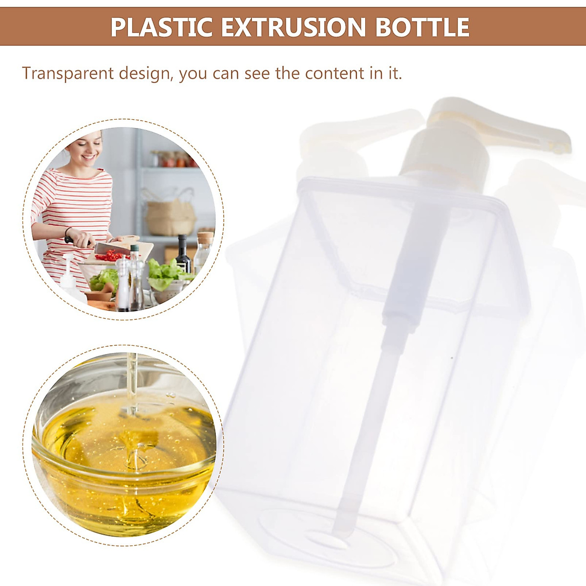 Cabilock Plastic Squeeze Condiment Bottles Mason Jar Syrup Honey Dispenser Pump Bottle for Juice Icing Ketchup Frosting Cookie Decorating Sauces 1100ML (White)